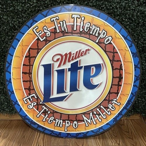 Miller Lite Its Miller Time Es Tu Tiempo Round Sign Metal Bar Mancave ...