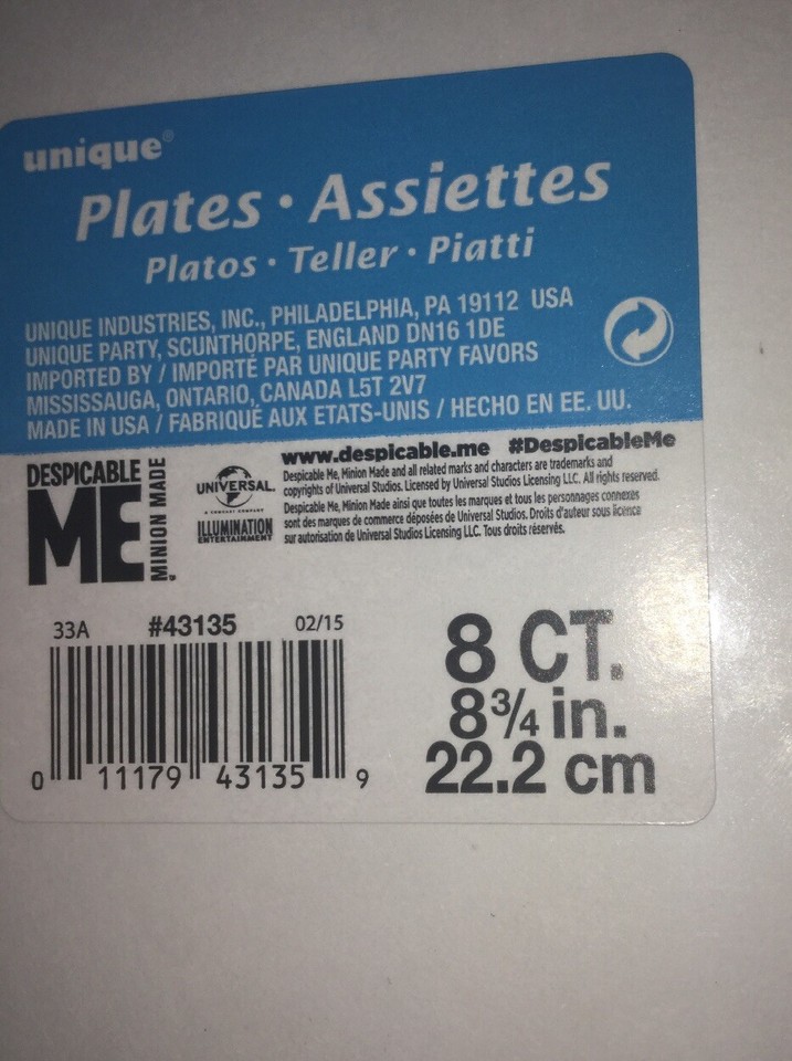 Despicable Me Minions Square Plates & Cake Decoration Birthday Candies ...