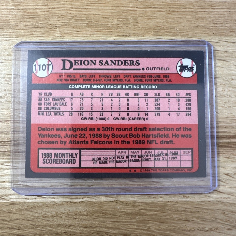 Deion Sanders Rookie 1989 Topps Traded card 110T New York Yankees RC | eBay