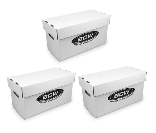 3 BCW Short Comic Book Storage Boxes Holds 150 175 Stackable Archival ...