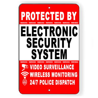 Protected Electronic Security System Video Surveillance Metal Sign 5 ...