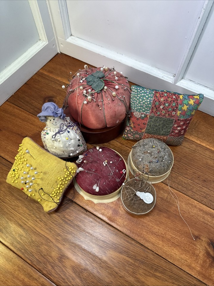 Vintage Large Pin Cushions Lot 7 Pincushions Sewing | eBay