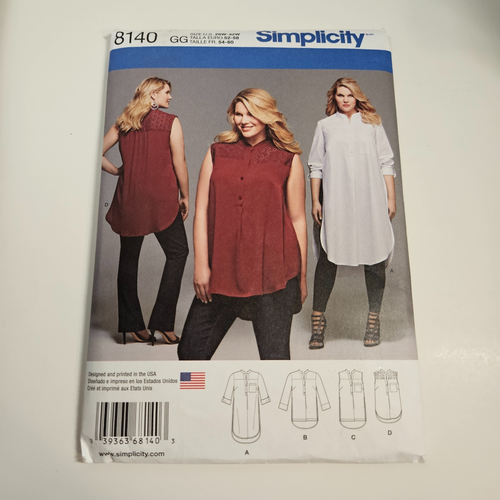 Simplicity 8140 Shirt Pattern Womens 26W-32W Button Front Tunic Blouse Top | eBay