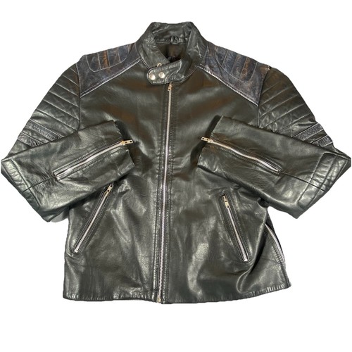 Soul Revolver Vintage Leather Jacket Women XXL Motorcycle Black Zippers ...