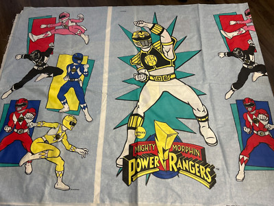 Vintage 1995 Power Rangers Fabric Panel Color Block material approx 3 ...