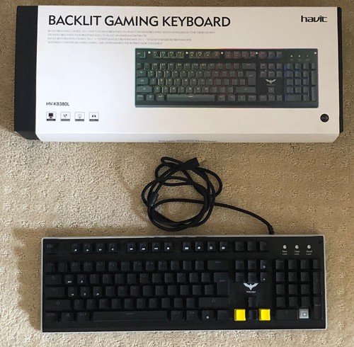 havic Backlit Gaming Keyboard -HV-KB380L -Tested Works-See Description ...