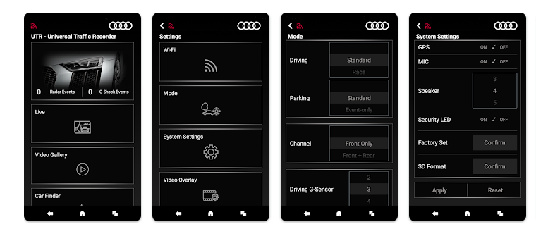 Front and Rear Universal Traffic Recorder Dash Cam (UTR) 2.0 - Audi ...