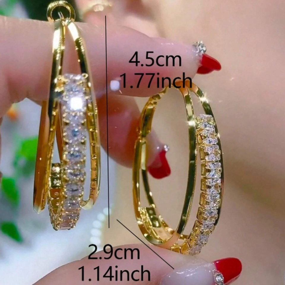 18K Gold Plated Zircon Hoop Earrings - Luxury Women’s Elegant Jewelry Gift New | eBay
