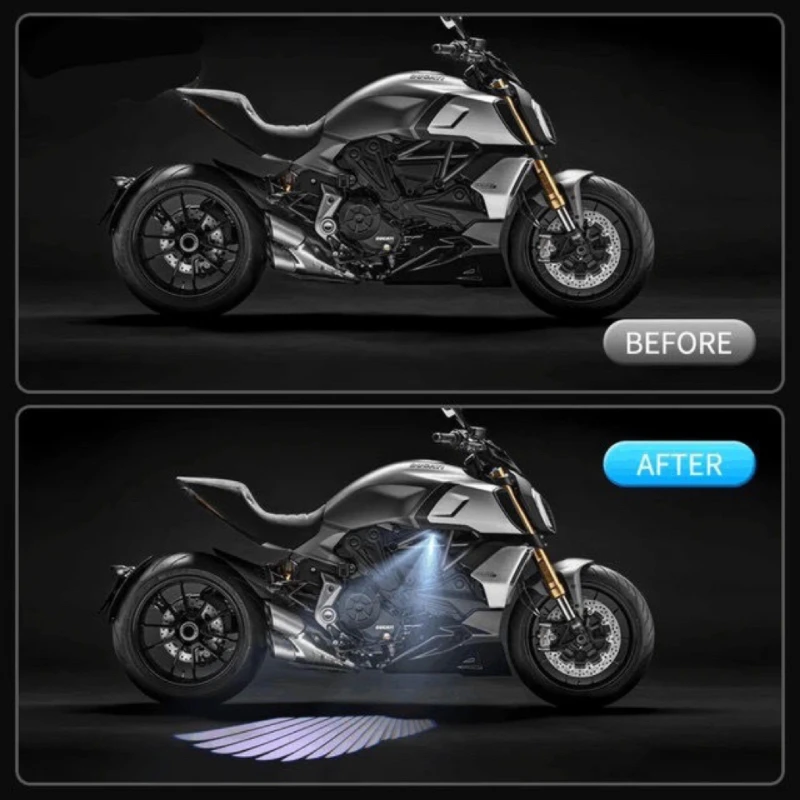 2 Pieces Motorcycle LED Underbody Light Projector Ghost Angel Wings ...