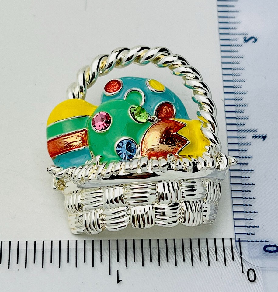 Enamel Crystal Easter Basket Egg Pin/Brooch | eBay