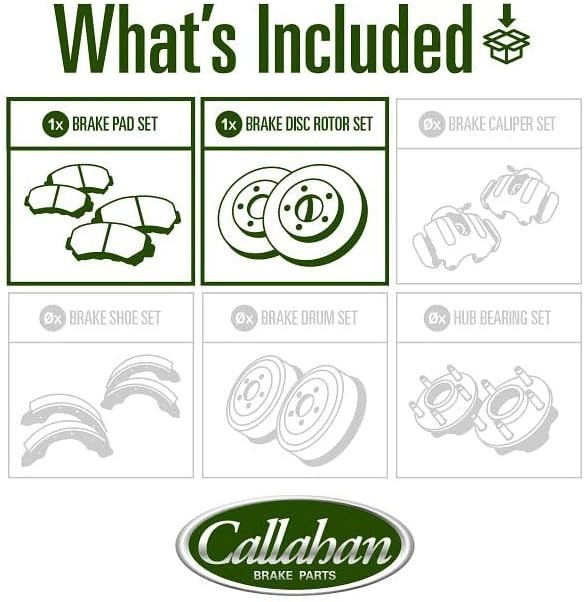 Callahan Front Drilled Slotted Brake Disc Rotors and Ceramic Brake Pads ...