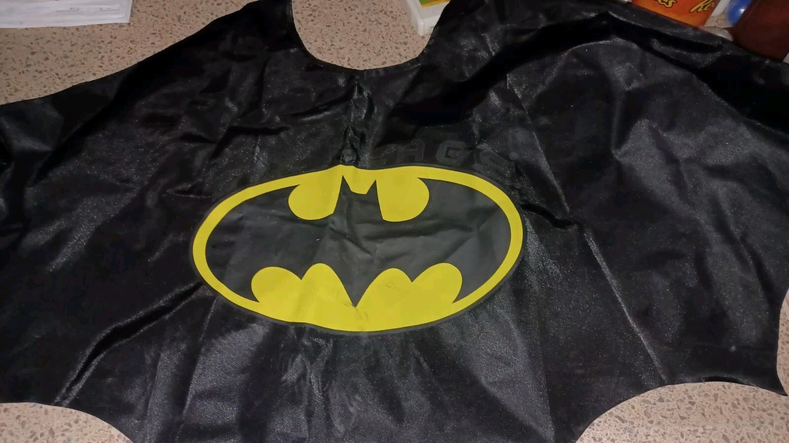 VINTAGE 1996 Kid's Batman Cape Costume Six Flags Blac… - Gem
