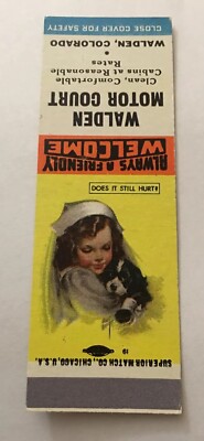 Vintage Matchbook Cover Matchcover Cartoon Photo Walden Motor Court CO ...