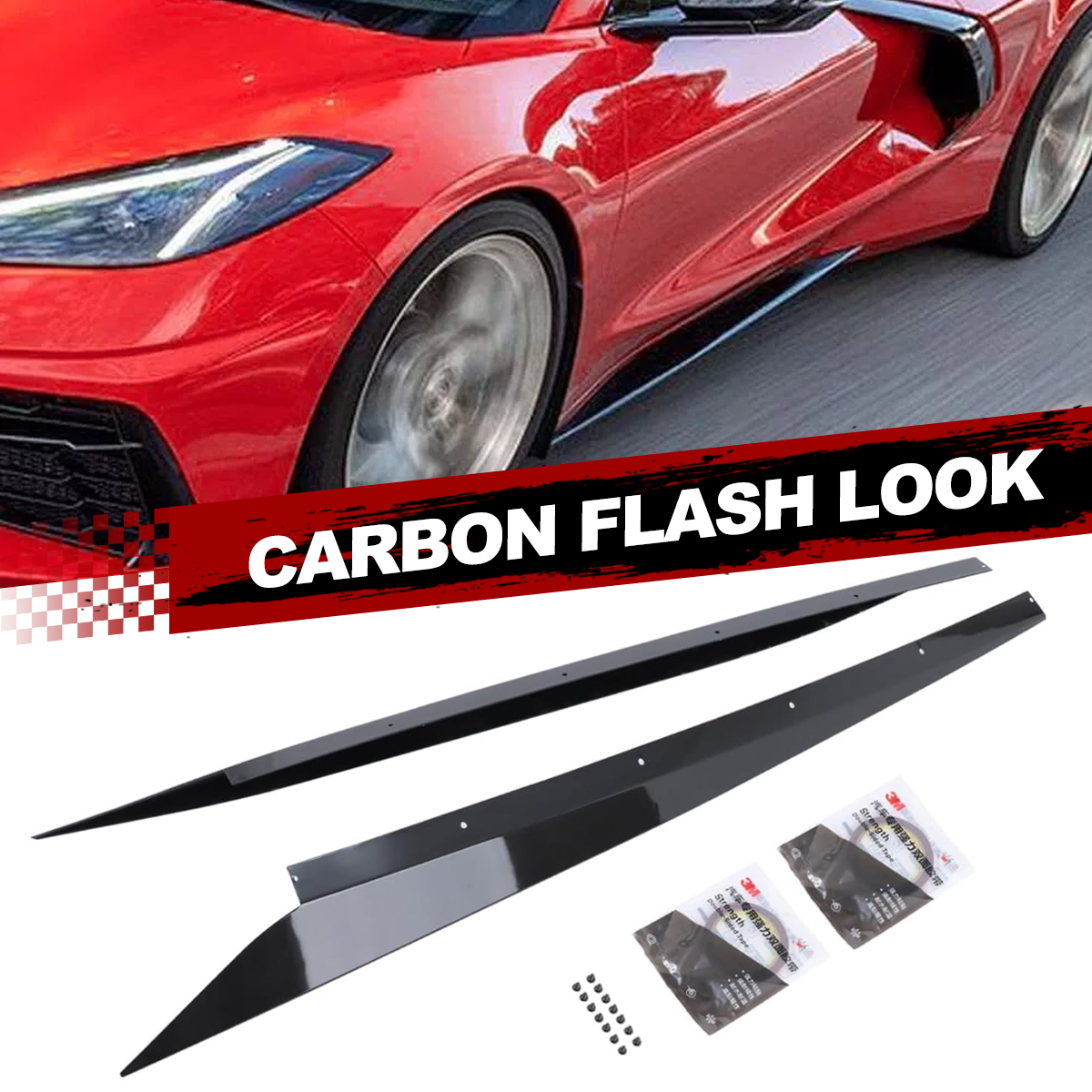 CARBON FLASH Side Skirts For 2020-2024 Corvette C8 Rocker Panel GM Z51 ...