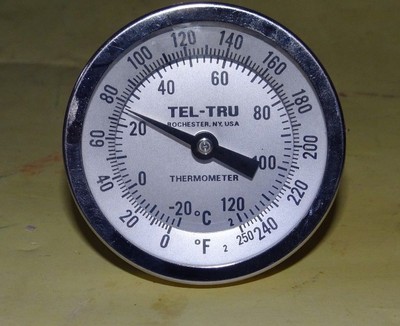 NEW Tel-Tru GT-300 Thermometer 3" Face Back Connected 1/2" MNPT F & C ...