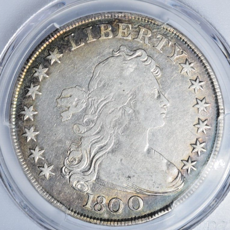 1800 Draped Bust $1 (B-11, BB-191, AMERICAI, Wide Date, Low 8) PCGS F12 ...