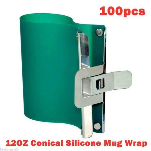 100pcs Sublimation 12OZ Conical Silicone Mug Wrap, 3D Rubber Mug Clamps ...
