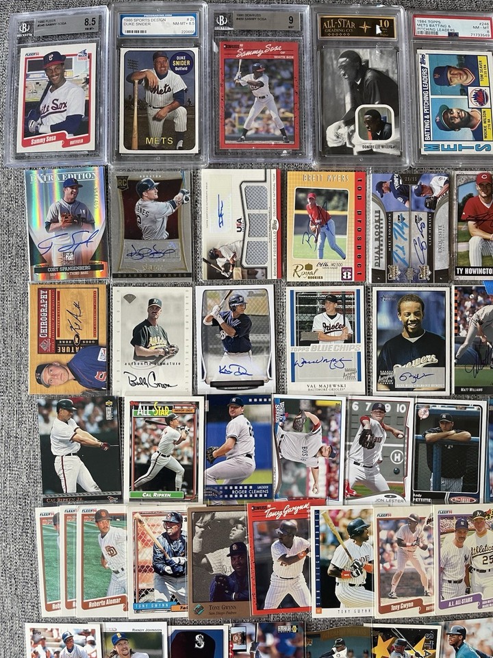 HUGE 200+ MLB BASEBALL CARD LOT: Slabs, Autos, Rookies, Inserts, Old ...
