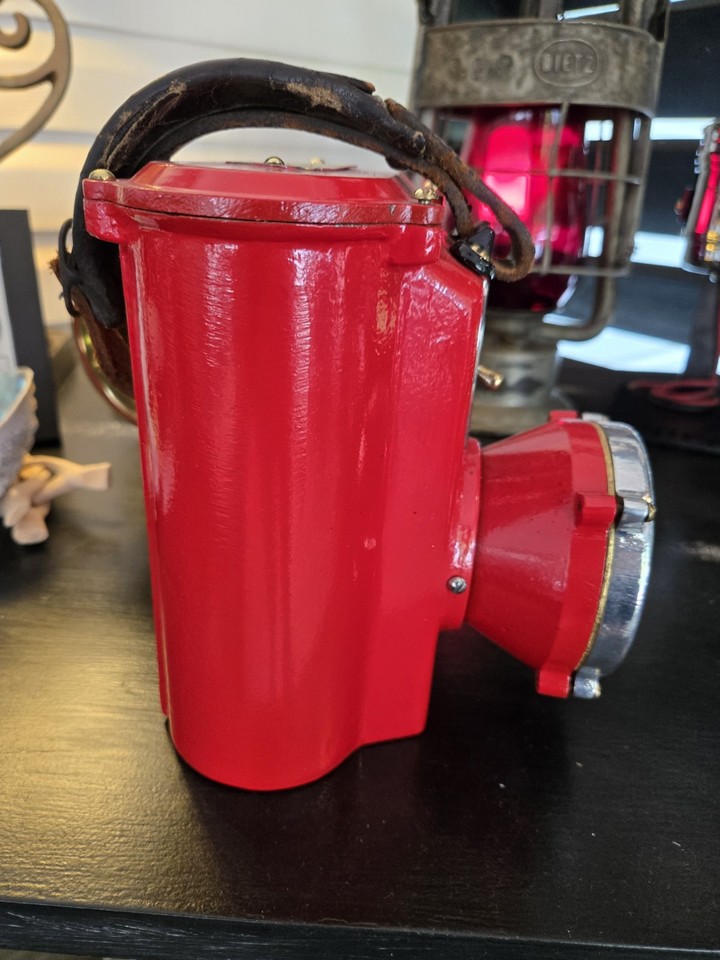 Antique 1900s Grether Fire Equipment Dept Red Firefighter Lantern Lamp ...