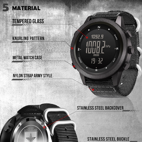 Men Sports Digital Watch Military Army Altimeter Barometer Compass ...