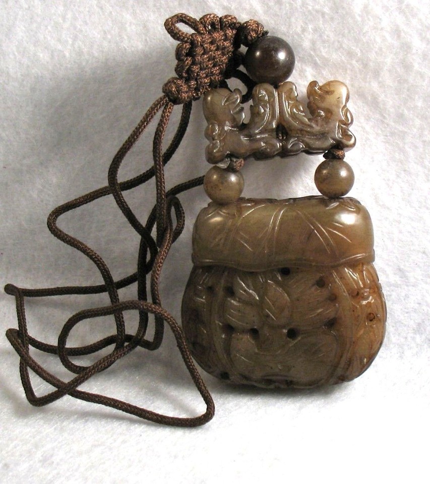 Inro Box: Small Brown Carved Stone Inro Box Pendant Inru (E20) | eBay