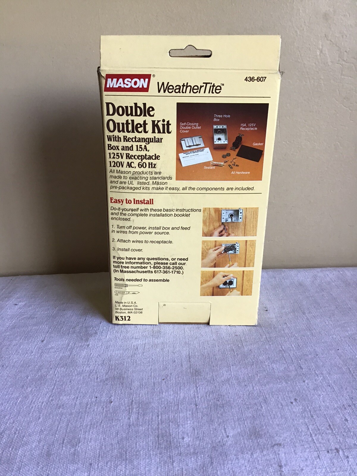 Vintage NOS Mason WeatherTite Double Outlet Kit Rectangular Box 15A ...