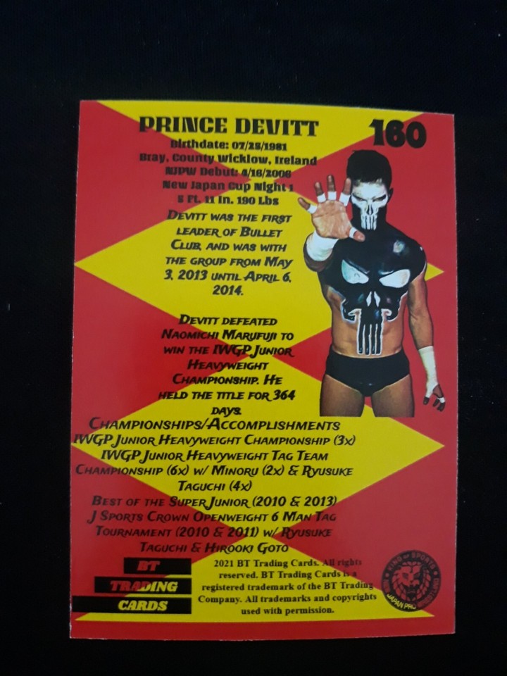 CUSTOM NJPW New Japan Pro Wrestling Trading Card 2021 Prince Devitt ...