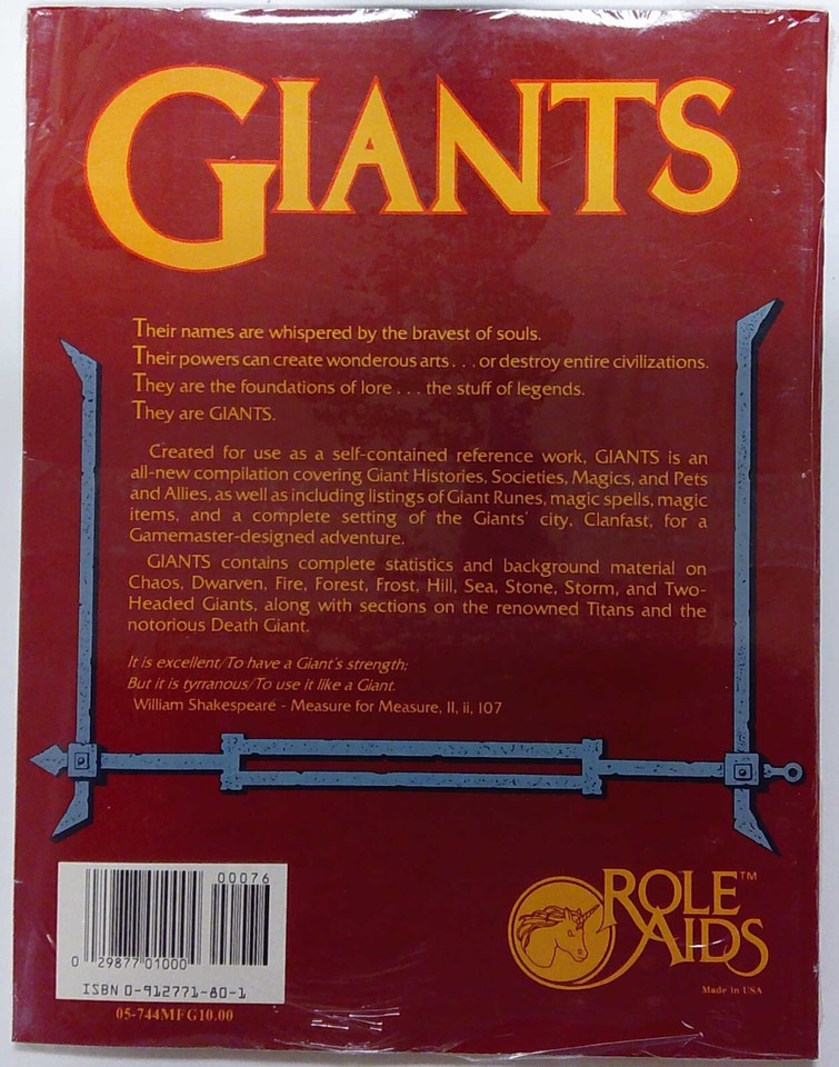 ROLE AIDS: GIANTS MFG744 - AD&D DUNGEONS & DRAGONS | eBay