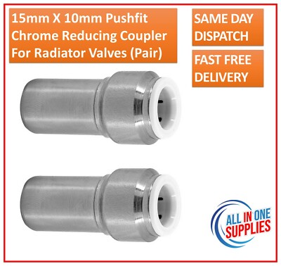 15mm X 10mm Pushfit Chrome Reducing Speedfit Coupler For Radiator ...