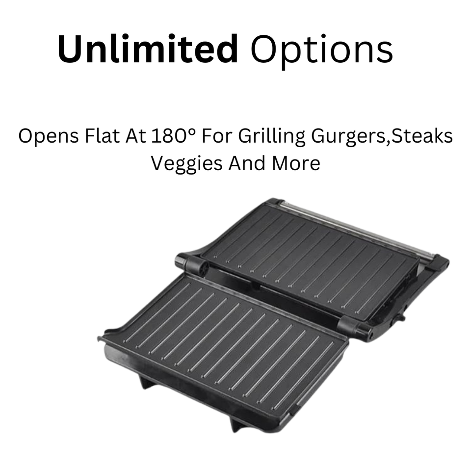 Press Grill Sandwich Maker w/ Non-Stick Double Flat Cooking Plate ...