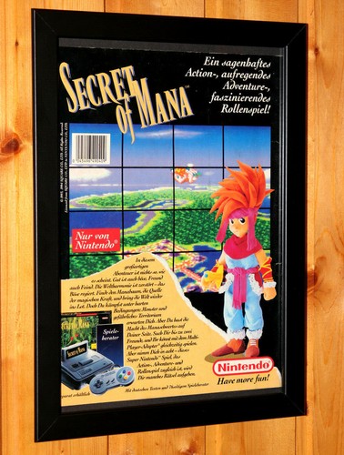 1994 Secret of Mana SNES Super NES Club Nintendo Foma Poster Framed ...