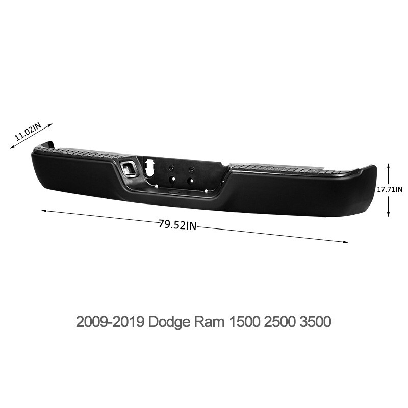Black Rear Step Bumper For 2009-2019 Dodge Ram 1500 2500 3500 w/o ...