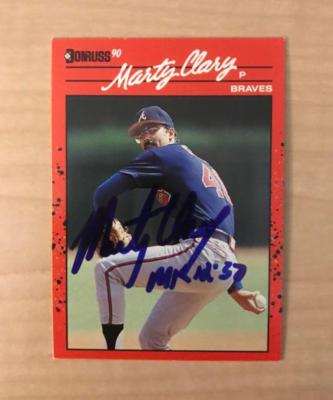 MARTY CLARY ATLANTA BRAVES SIGNED AUTOGRAPHED 1990 DONRUSS CARD #381 W ...