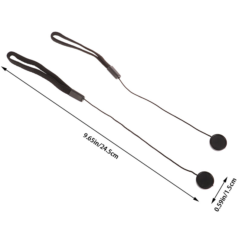 2Pcs Black Camera Lens Cover Cap Lanyard Anti-Lost String For Camera ...