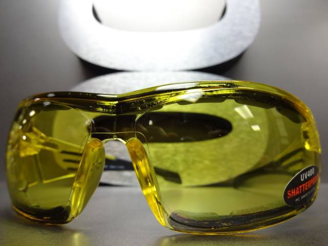 MOTORCYCLE SPORT SAFETY RIDING Day Night Yellow Lens PADDED SUN GLASSES ...
