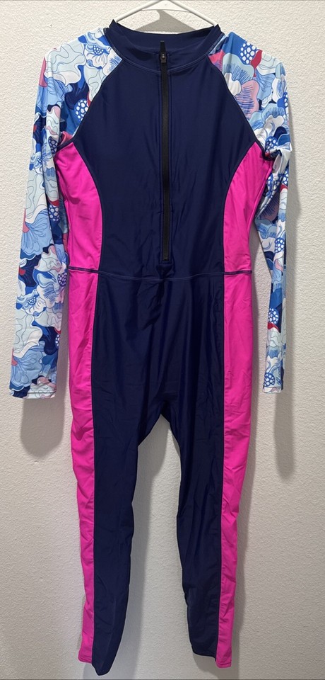 ALLTOKE Womens Full Body Zip Front Rash Guard Long Sleeve One Piece ...