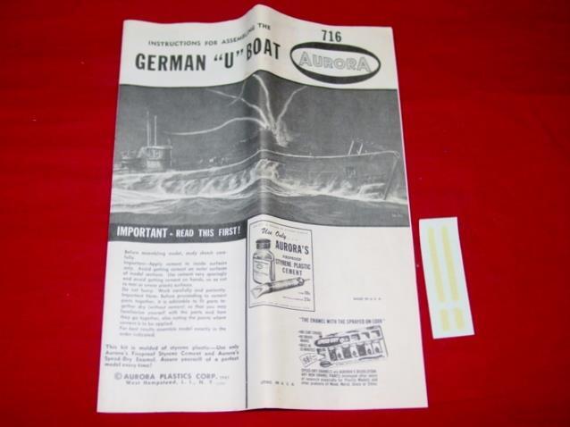 Vintage AURORA : German Wolfpack U-Boat Plastic Assembly Model Kit #716 ...
