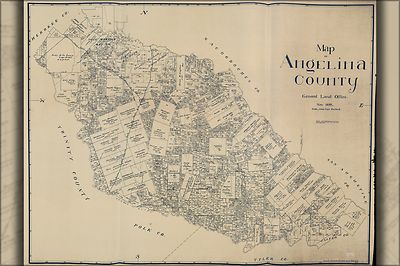 Poster, Many Sizes; Map Of Angelina County Texas 1935 | eBay