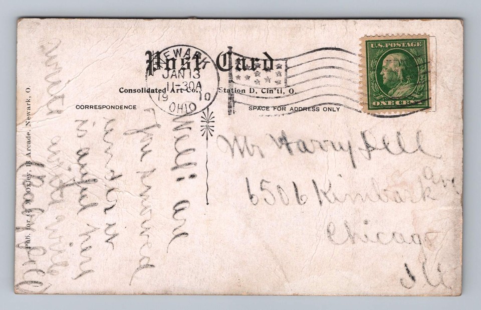 Antique Ohio Postcard NEWARK Post Office Architecture 1910 to Chicago ...