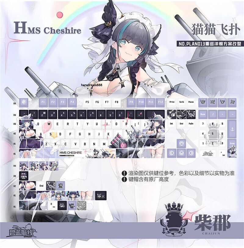 Azur Lane Keycaps HMS Cheshire Anime PBT Dye-sub for Cherry MX Keyboard ...