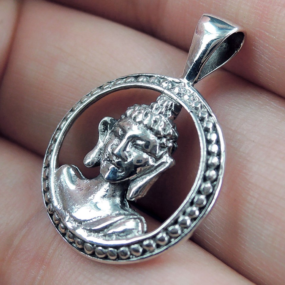 925 Sterling Silver Small Buddha Head Design Pendant Jewelry | eBay
