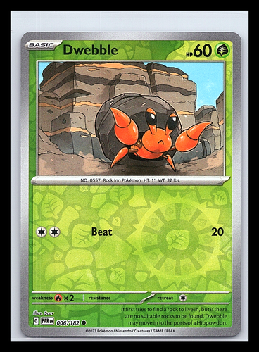 Dwebble 006/182 Paradox Rift Reverse Holo Common Pokemon Card | eBay