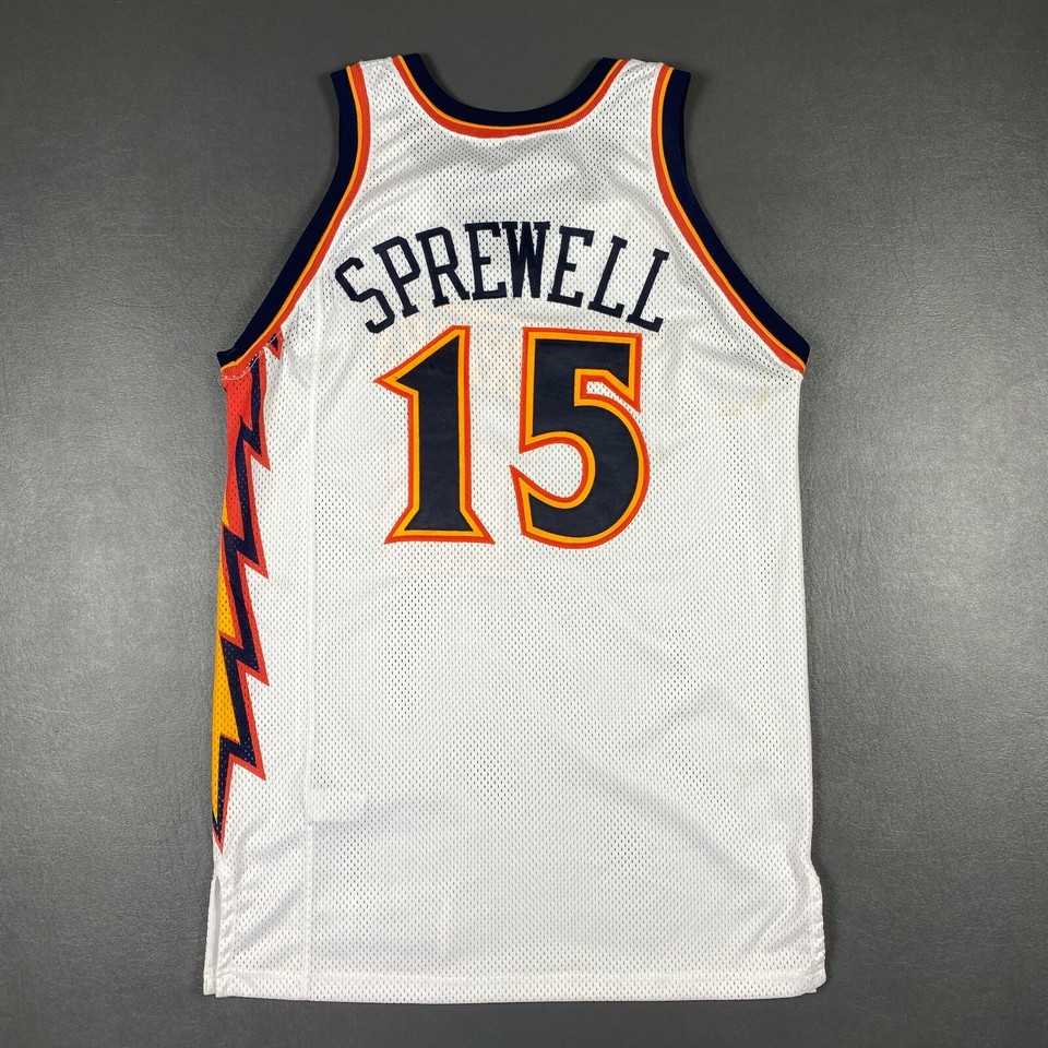 100% Authentic Latrell Sprewell 1997 1998 Warriors Pro Cut Game Jersey ...