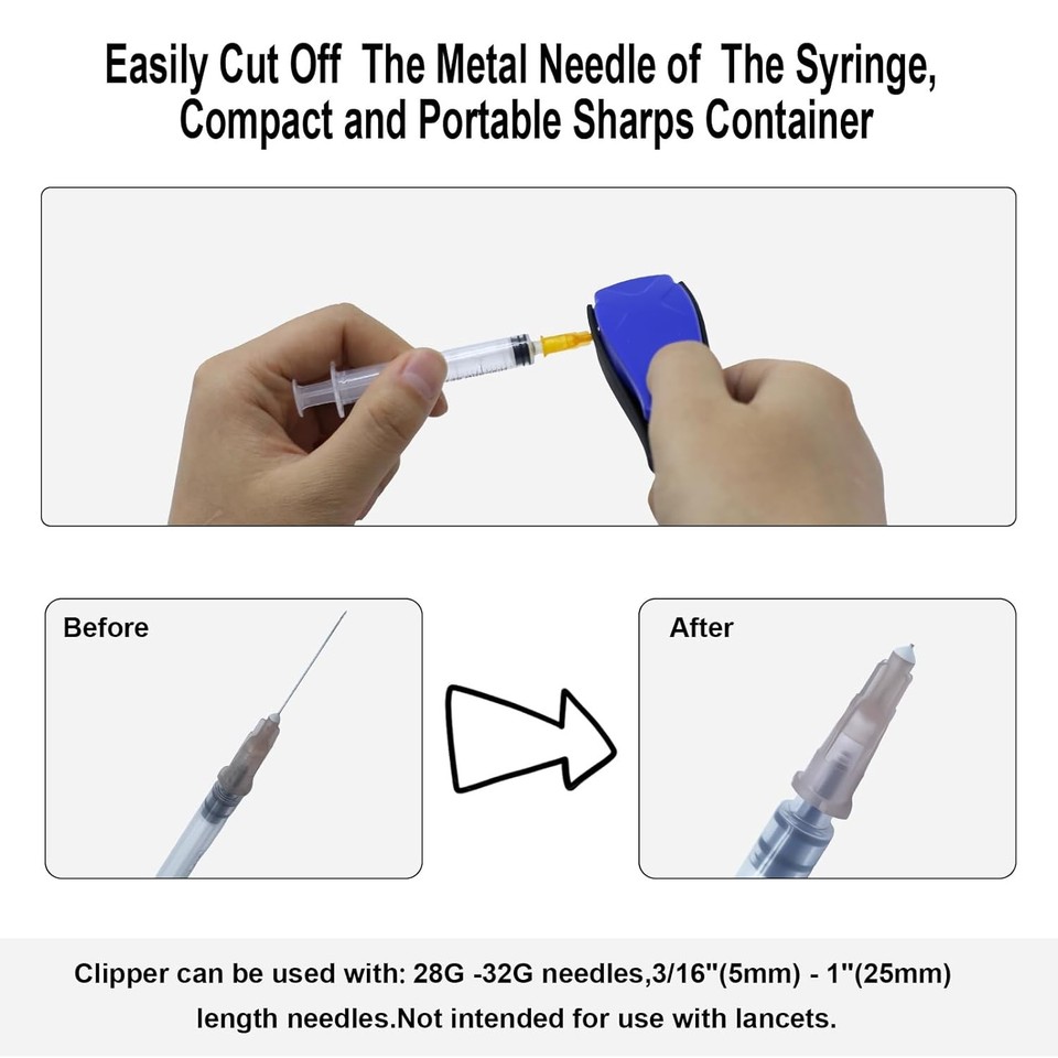 Needle Clipper Syringe Sharps Disposal Container Home Travel Metal ...