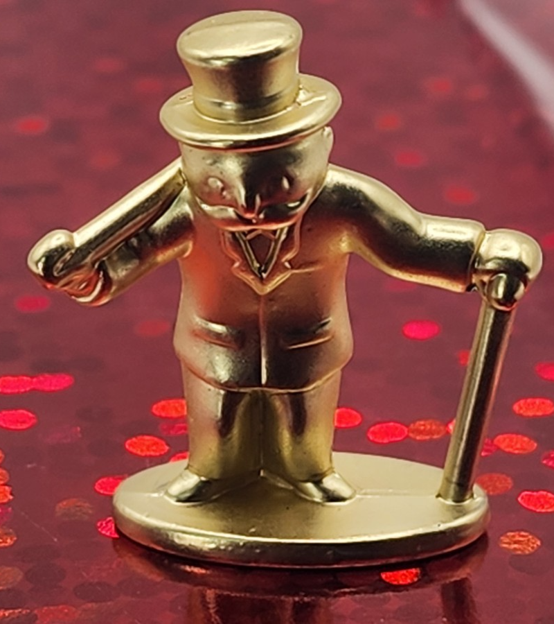 Monopoly Surprise Community Chest Gold Mr Monopoly Cane Shovel Token ...