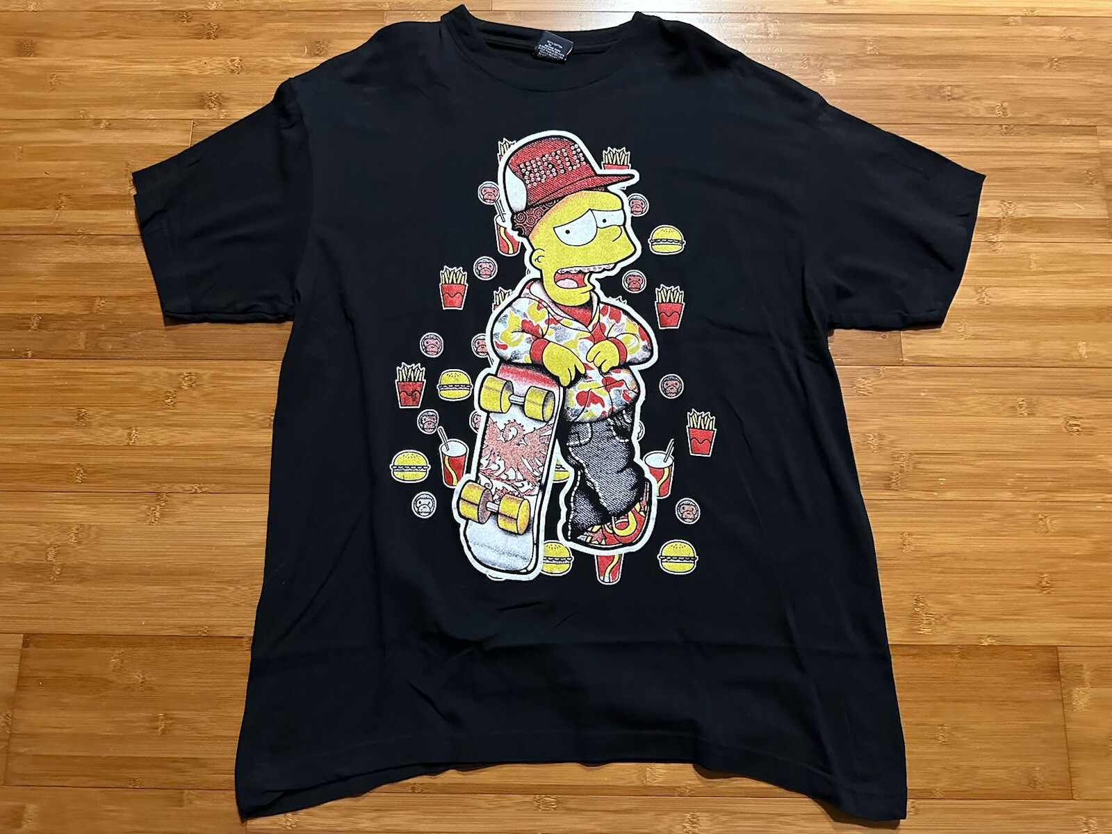 Vintage Hustla Bart Simpson Skateboard Fast Food T Sh… - Gem