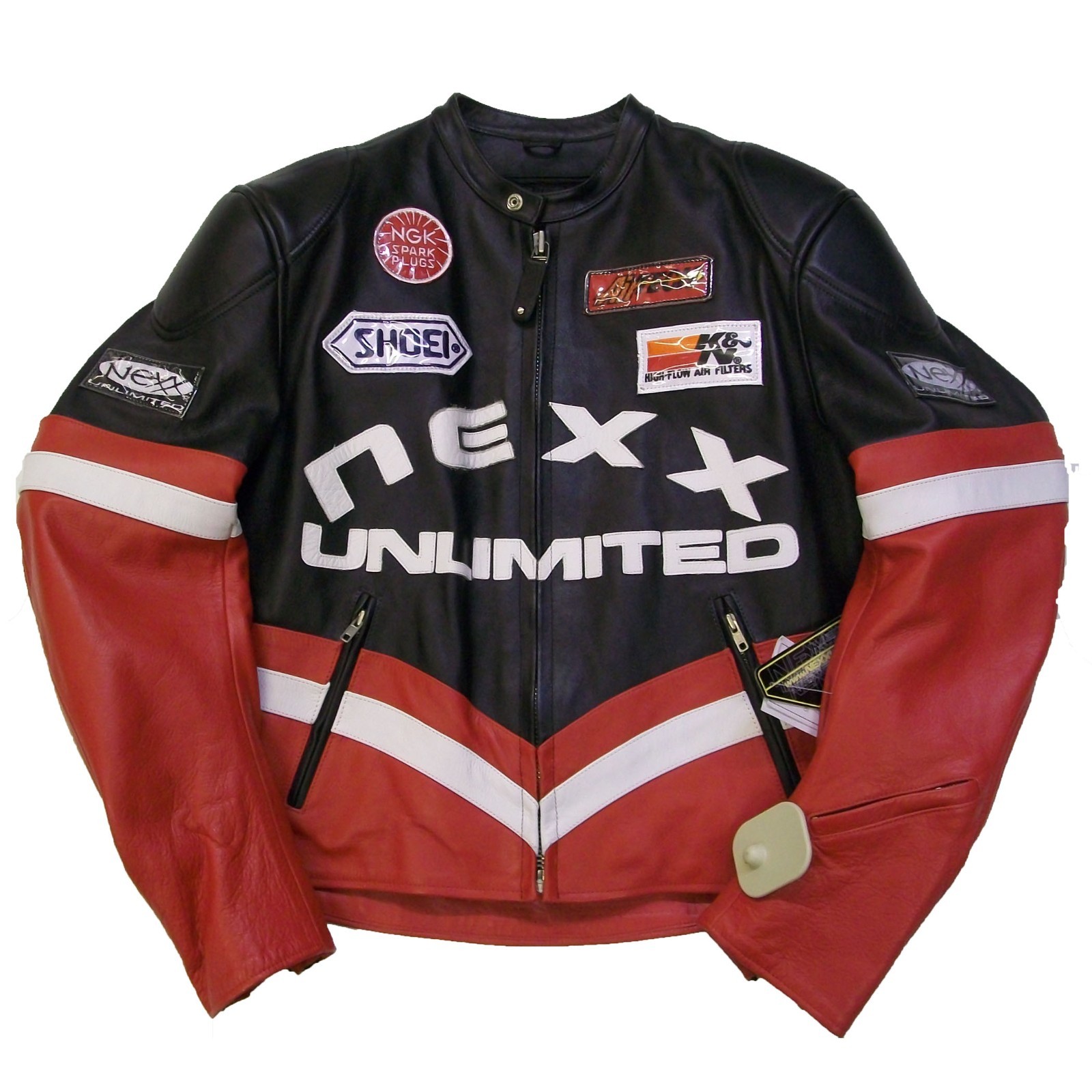 NEXX UNLIMITED RACING MEN'S LEATHER JACKET, NEX-0962 BLACK/RED/WHITE | eBay