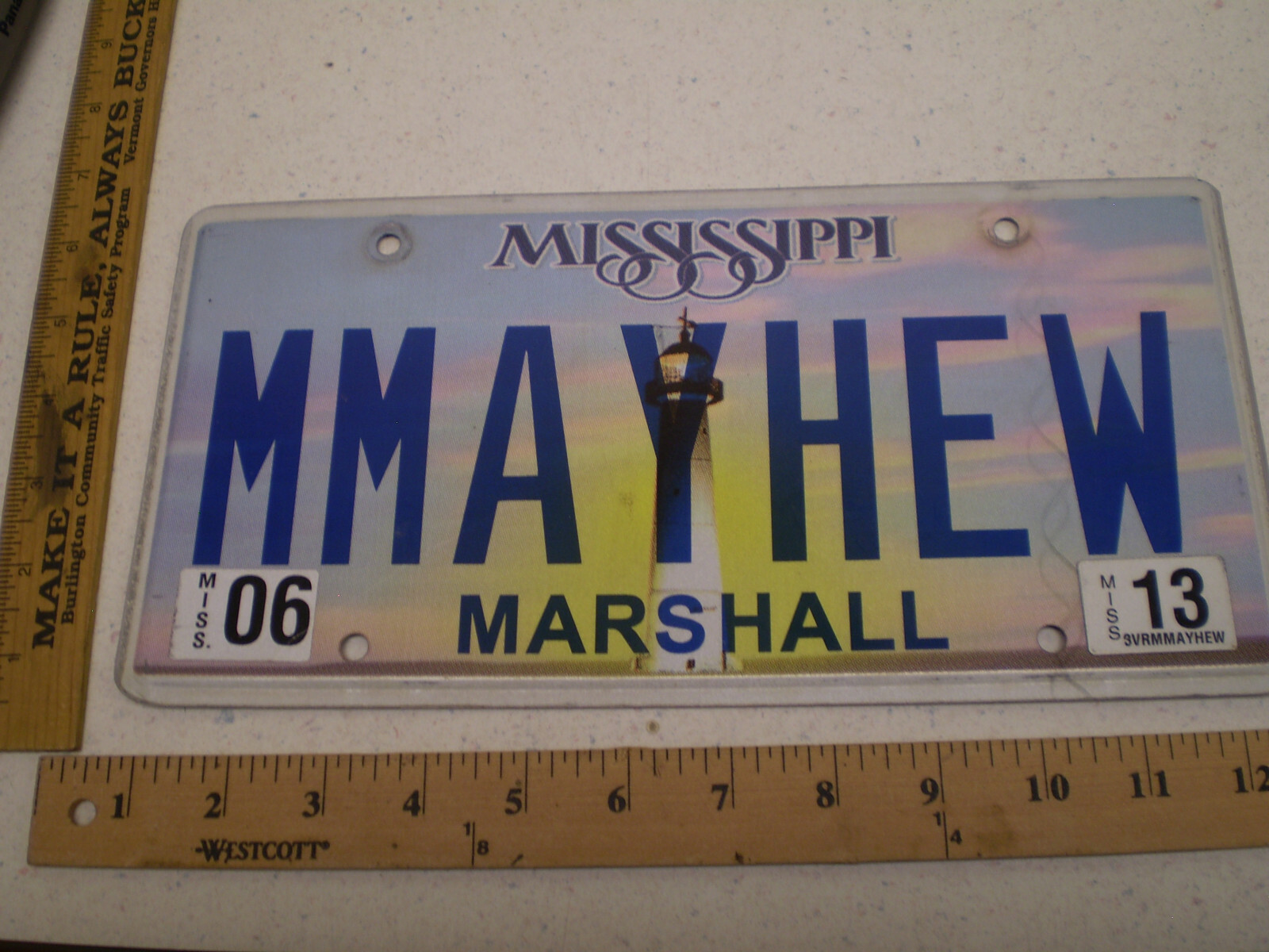 2013 13 MISSISSIPPI MS VANITY LICENSE PLATE MMAYHEW M MAYHEW NAME | eBay