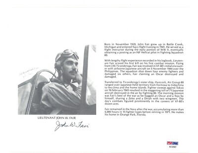 JOHN FAIR SIGNED 8X10 (D) PSA DNA AC42567 WWII ACE 5V | eBay