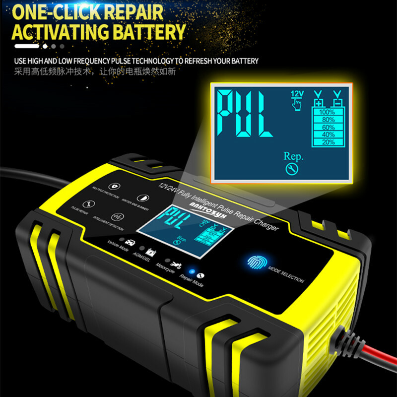 Car LCD Digital Display Battery Charger Power Pulse Repair Chargers ...